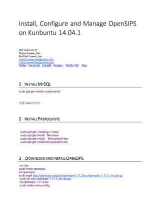 Install ,configure and manage opensips on kunbuntu | PDF