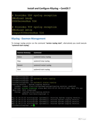 Install and Configure RSyslog – CentOS 7 / RHEL 7 | PDF