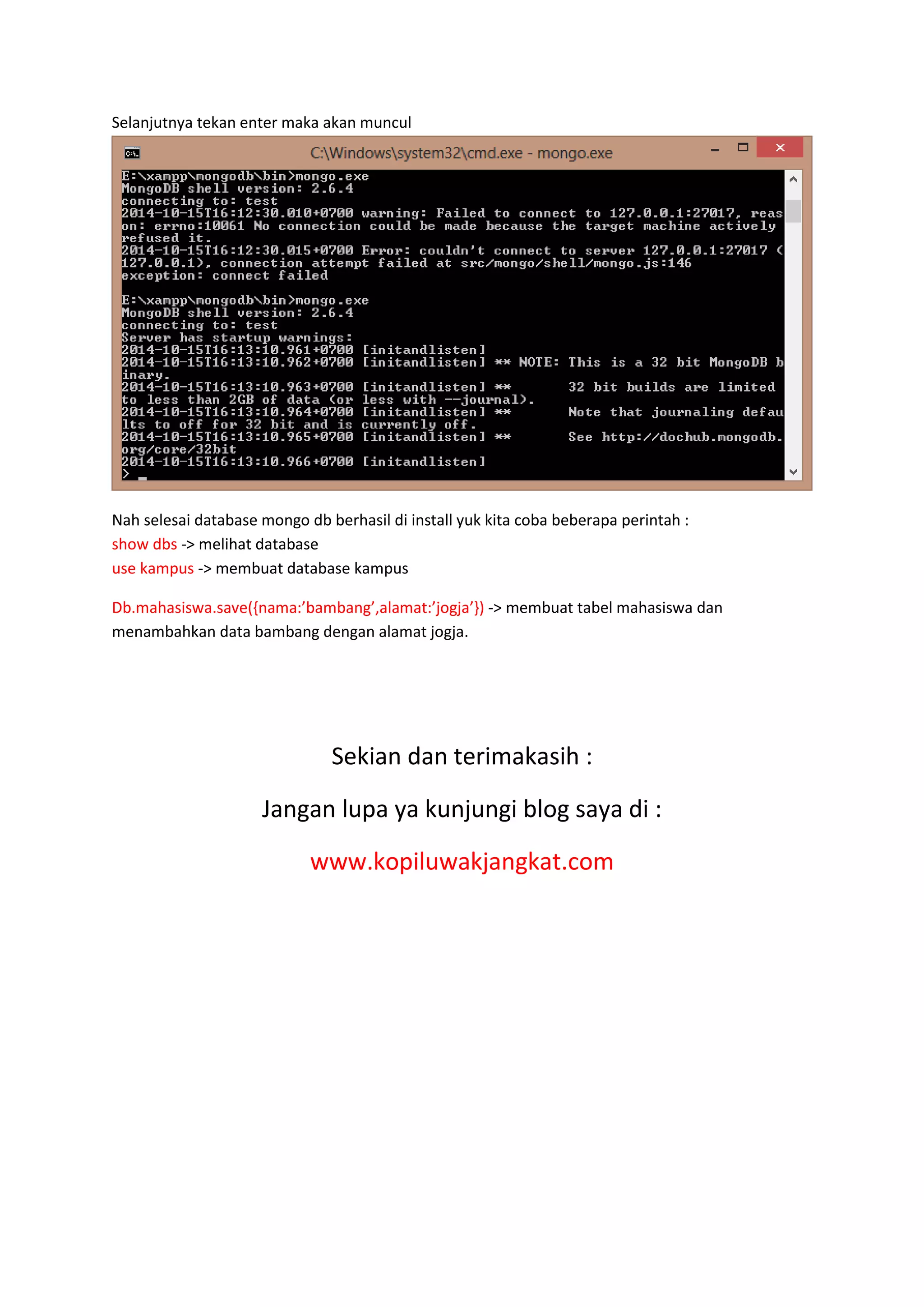 Install Database Mongodb Dan Koneksi Database Mongo Db Pdf