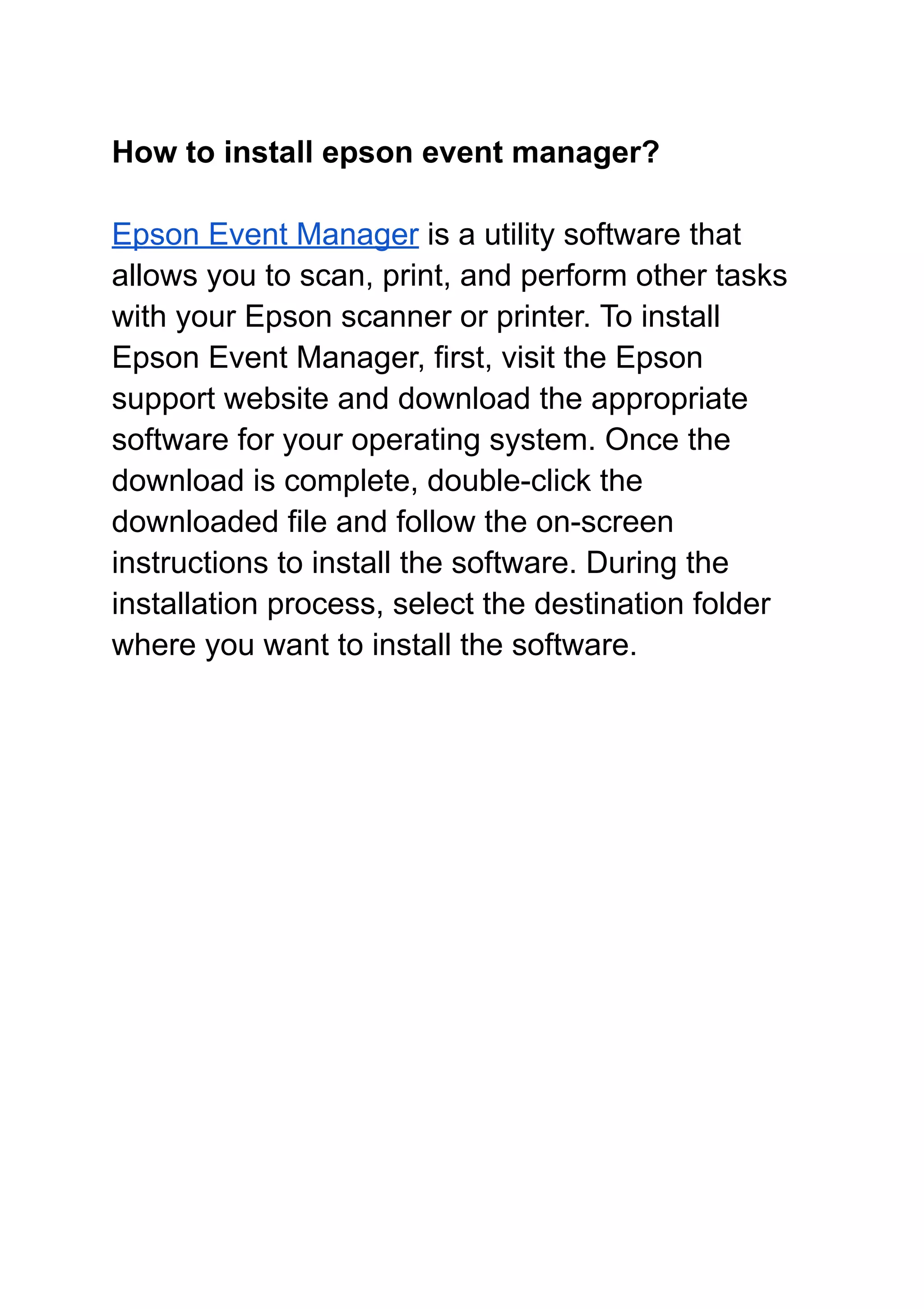 How to install epson event manager? | PDF