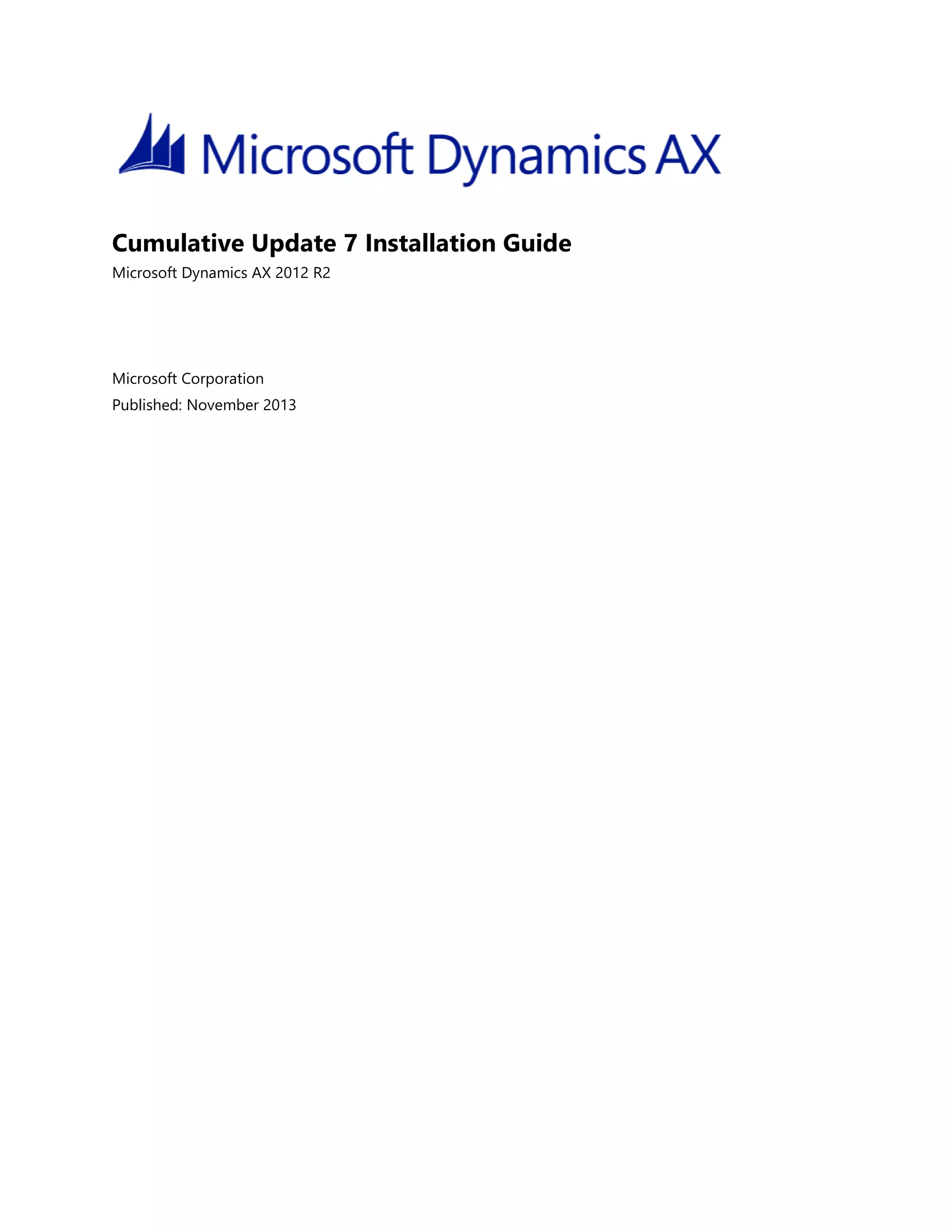 Dynamics AX Cu7 ax2012r2 Installation guide | PDF