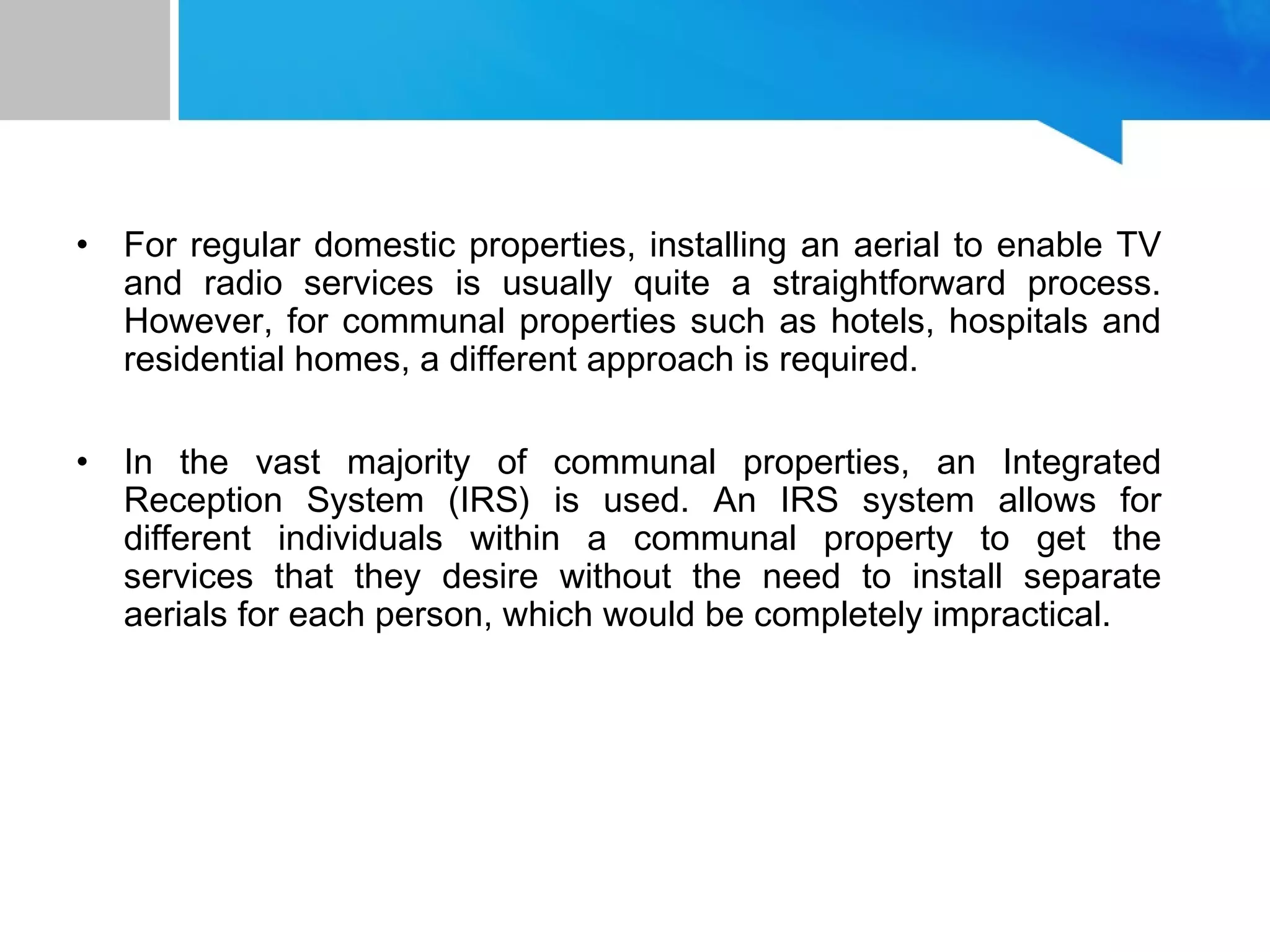 Installing aerials in communal properties | PPT | Television ...