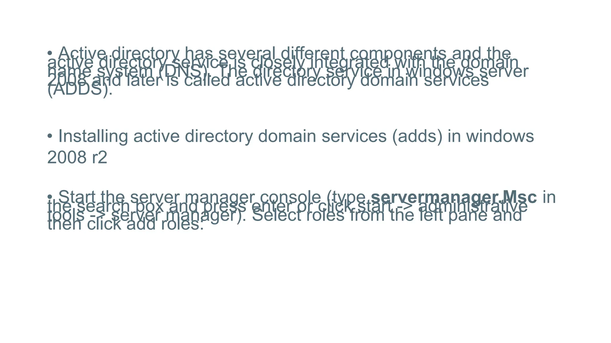 Installing Active Directory Adds S Pptx
