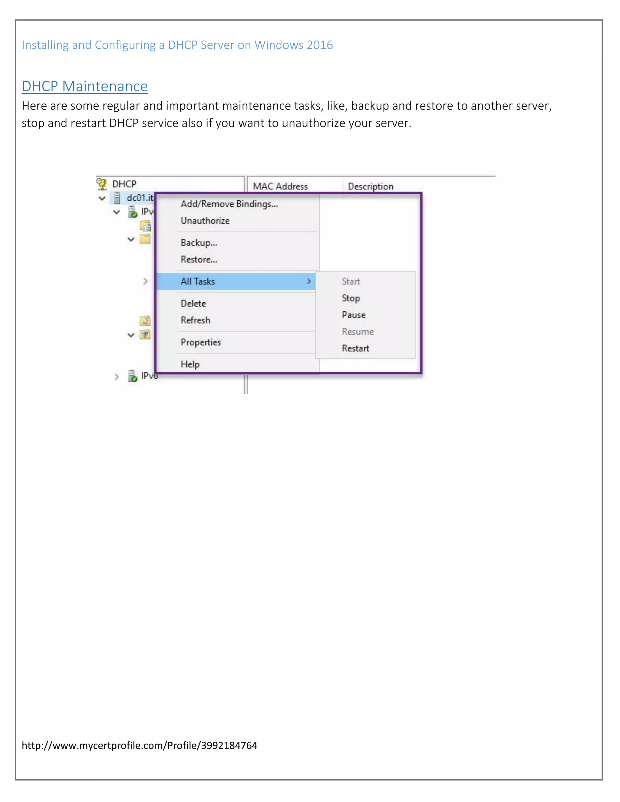 Installing and configuring a dhcp on windows server 2016 step by step | PDF