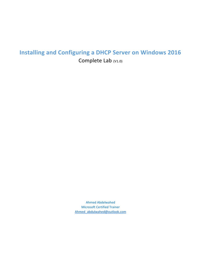 Installing And Configuring A Dhcp On Windows Server 2016 Step By Step Pdf