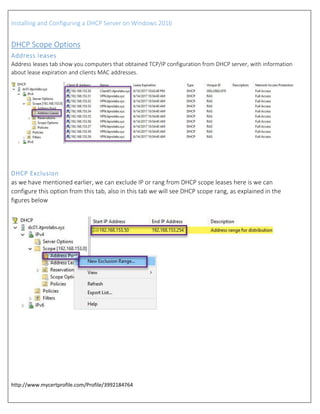 Installing and configuring a dhcp on windows server 2016 step by step | PDF