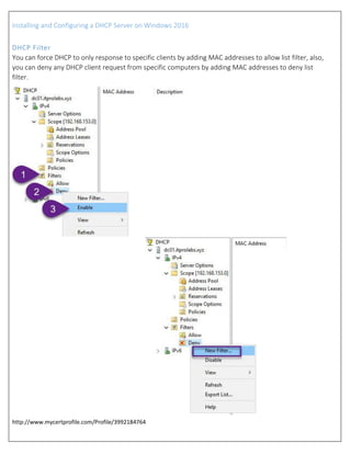 Installing and configuring a dhcp on windows server 2016 step by step | PDF