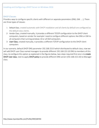 Installing and configuring a dhcp on windows server 2016 step by step | PDF
