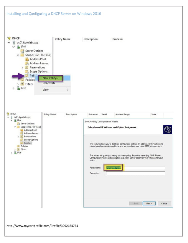 Installing and configuring a dhcp on windows server 2016 step by step | PDF