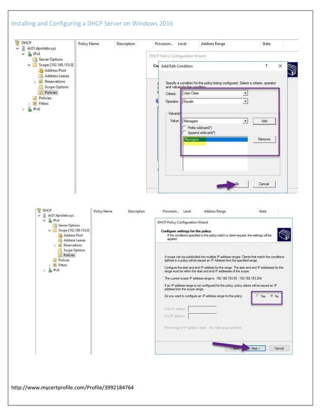 Installing and configuring a dhcp on windows server 2016 step by step | PDF