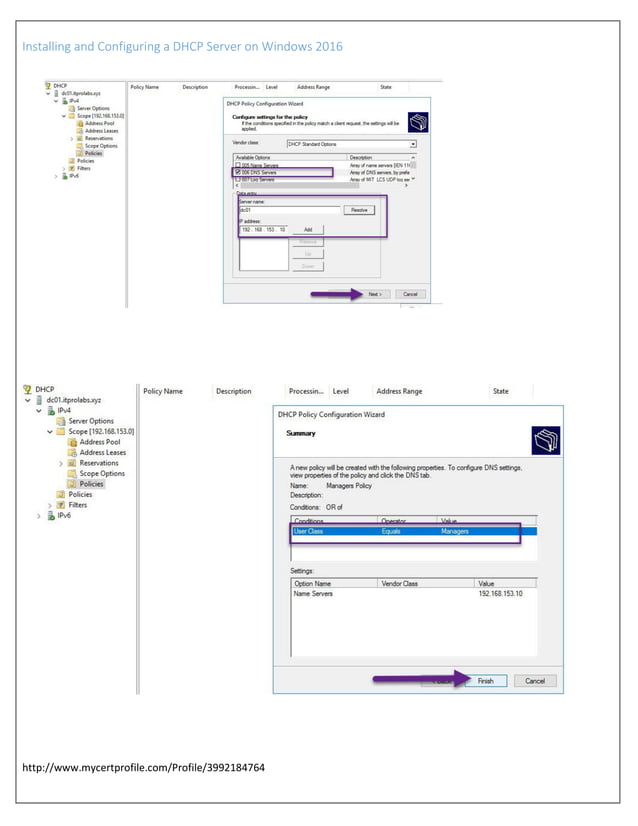 Installing and configuring a dhcp on windows server 2016 step by step | PDF