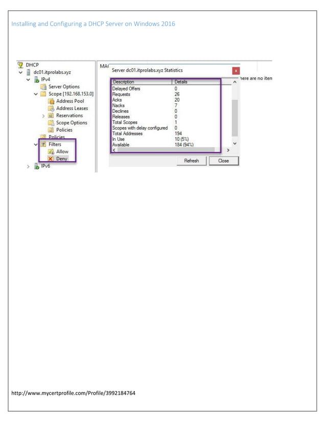 Installing and configuring a dhcp on windows server 2016 step by step | PDF