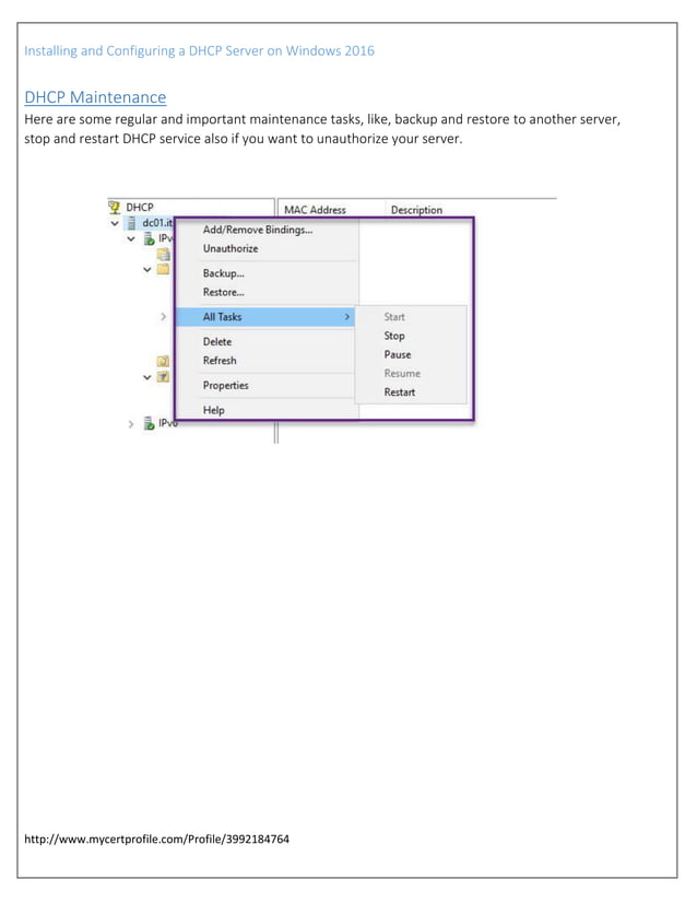 Installing and configuring a dhcp on windows server 2016 step by step | PDF