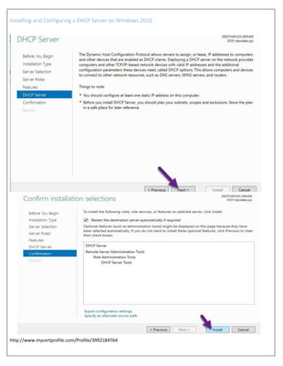 Installing and configuring a dhcp on windows server 2016 step by step | PDF