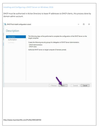 Installing and configuring a dhcp on windows server 2016 step by step | PDF