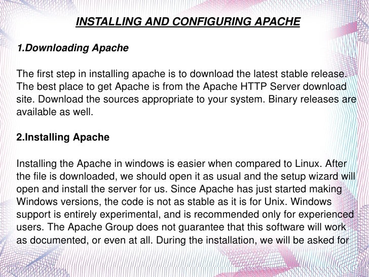 Installing and configuring apache