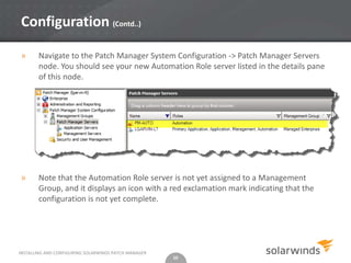 Installing and Configuring SolarWinds Patch Manager Automation Role Server | PPT | Free Download