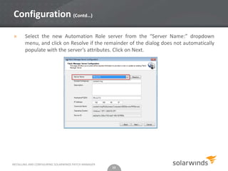 Installing and Configuring SolarWinds Patch Manager Automation Role Server | PPTX