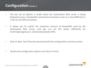 Installing and Configuring SolarWinds Patch Manager Automation Role ...