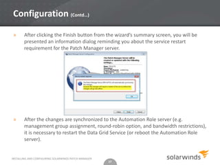 Installing and Configuring SolarWinds Patch Manager Automation Role Server | PPTX