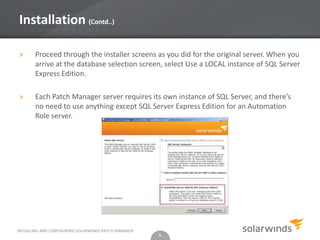 Installing and Configuring SolarWinds Patch Manager Automation Role Server | PPT | Free Download