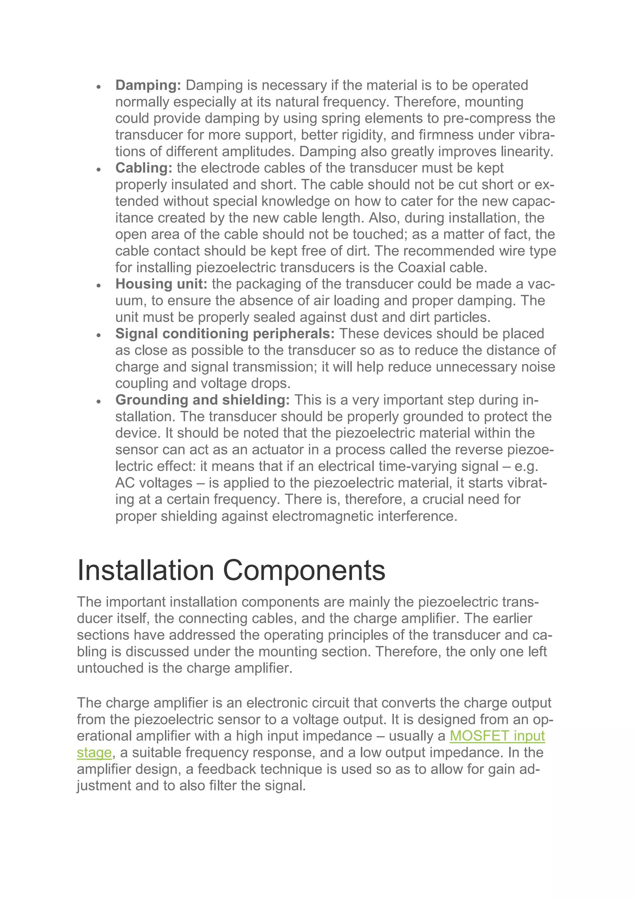 Installing and Mounting Piezoelectric Force Transducers | PDF