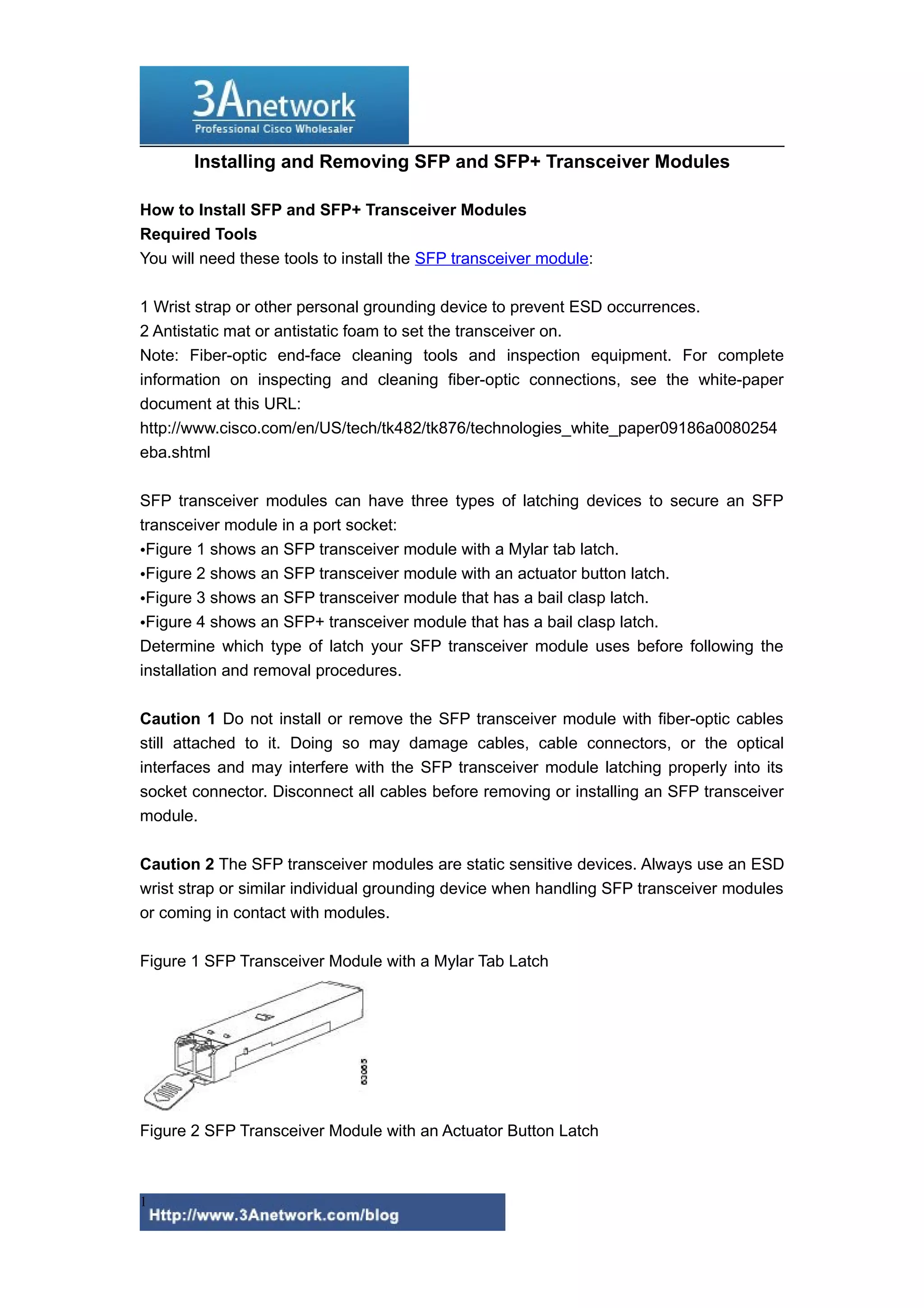 Installing and removing sfp and sfp+ transceiver modules | DOC