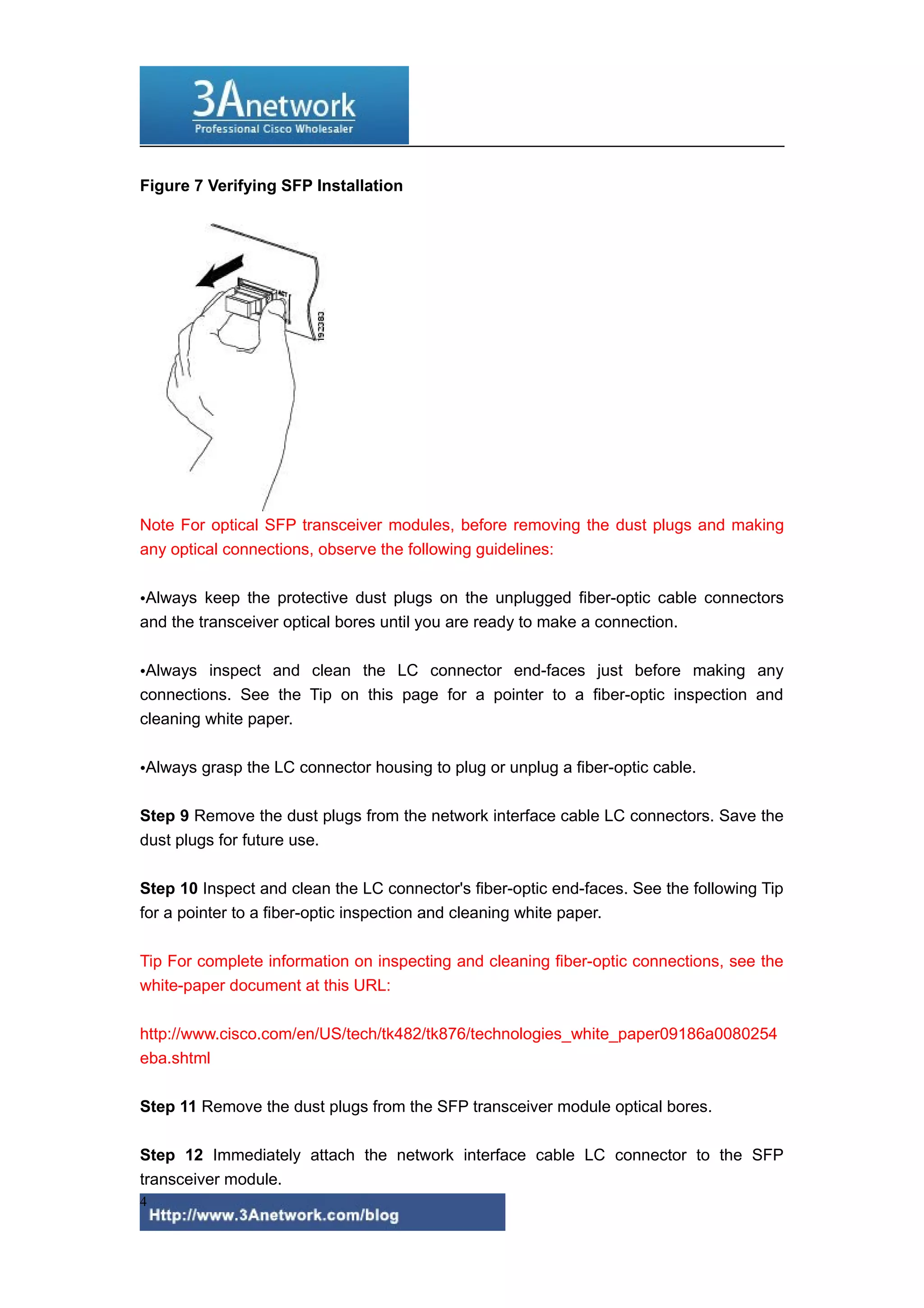 Installing and removing sfp and sfp+ transceiver modules | DOC
