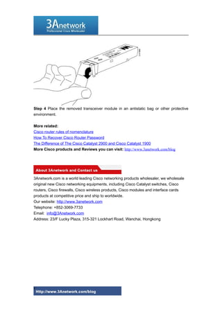 Installing and removing sfp and sfp+ transceiver modules | DOC ...
