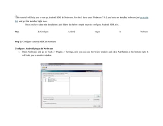 Installing android sdk on net beans | DOCX