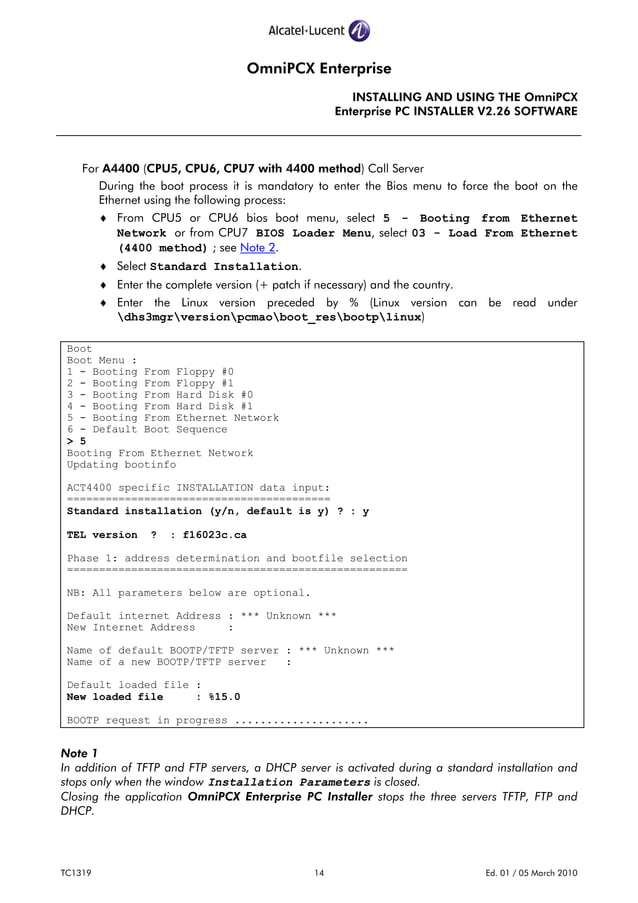 Installing and using the omni pcx enterprise pc installer v2.26 ...