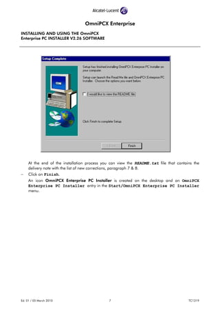 Installing and using the omni pcx enterprise pc installer v2.26 ...