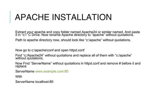 Installing apache and php | PPT | Programming Languages | Computing