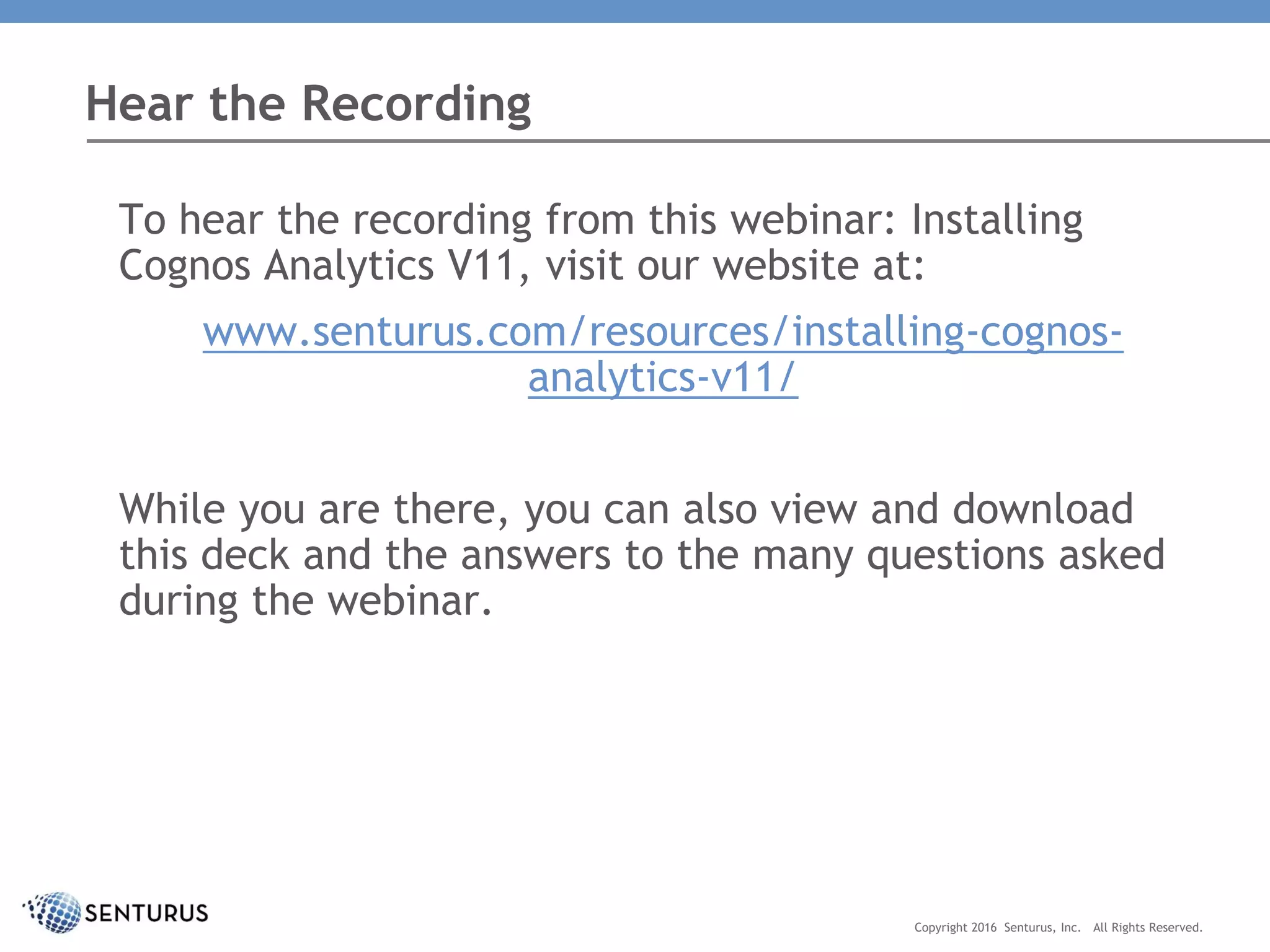 INSTALLING COGNOS ANALYTICS 11 | PDF