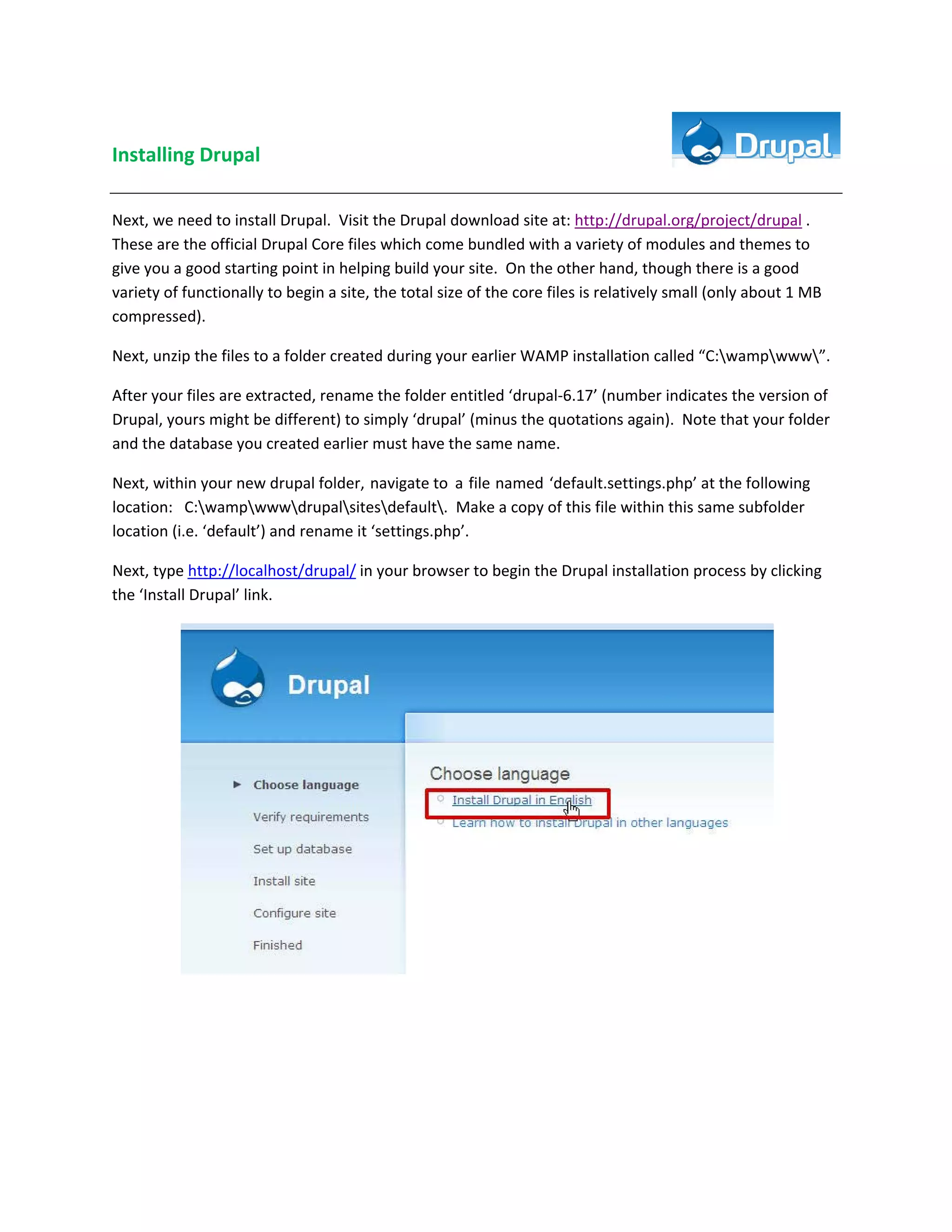 Install Drupal on Wamp Server | PDF