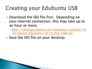 Installing edubuntu | PPTX | Operating Systems | Computer Software and Applications