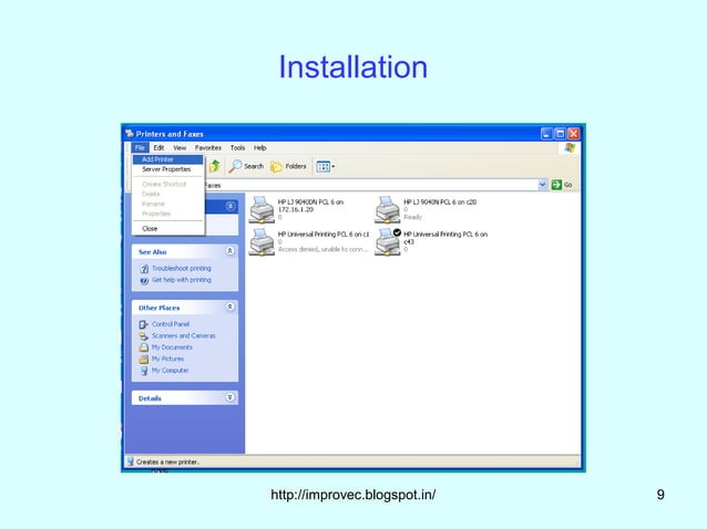 Installing modem,printer.47