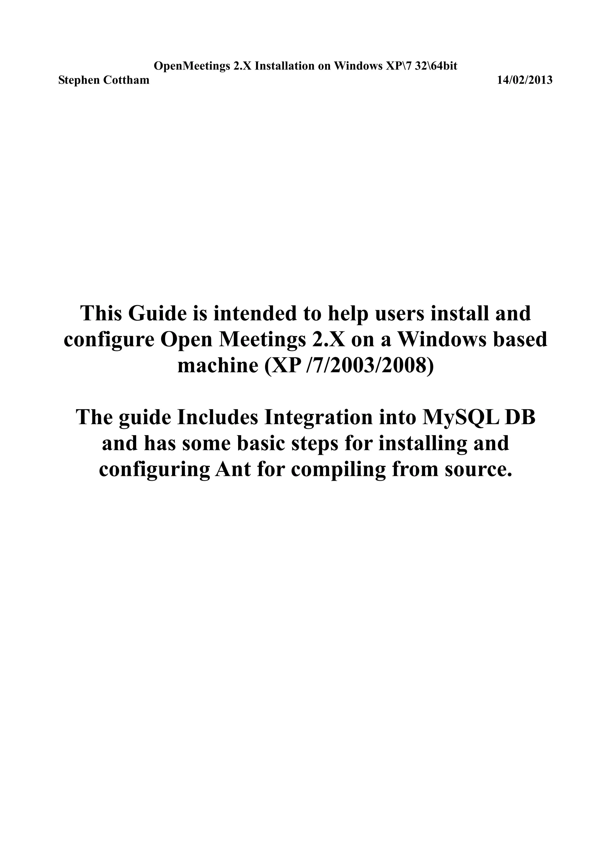 Installing om2.x on windows xp-7-2003 | PDF | Operating Systems | Computer Software and Applications