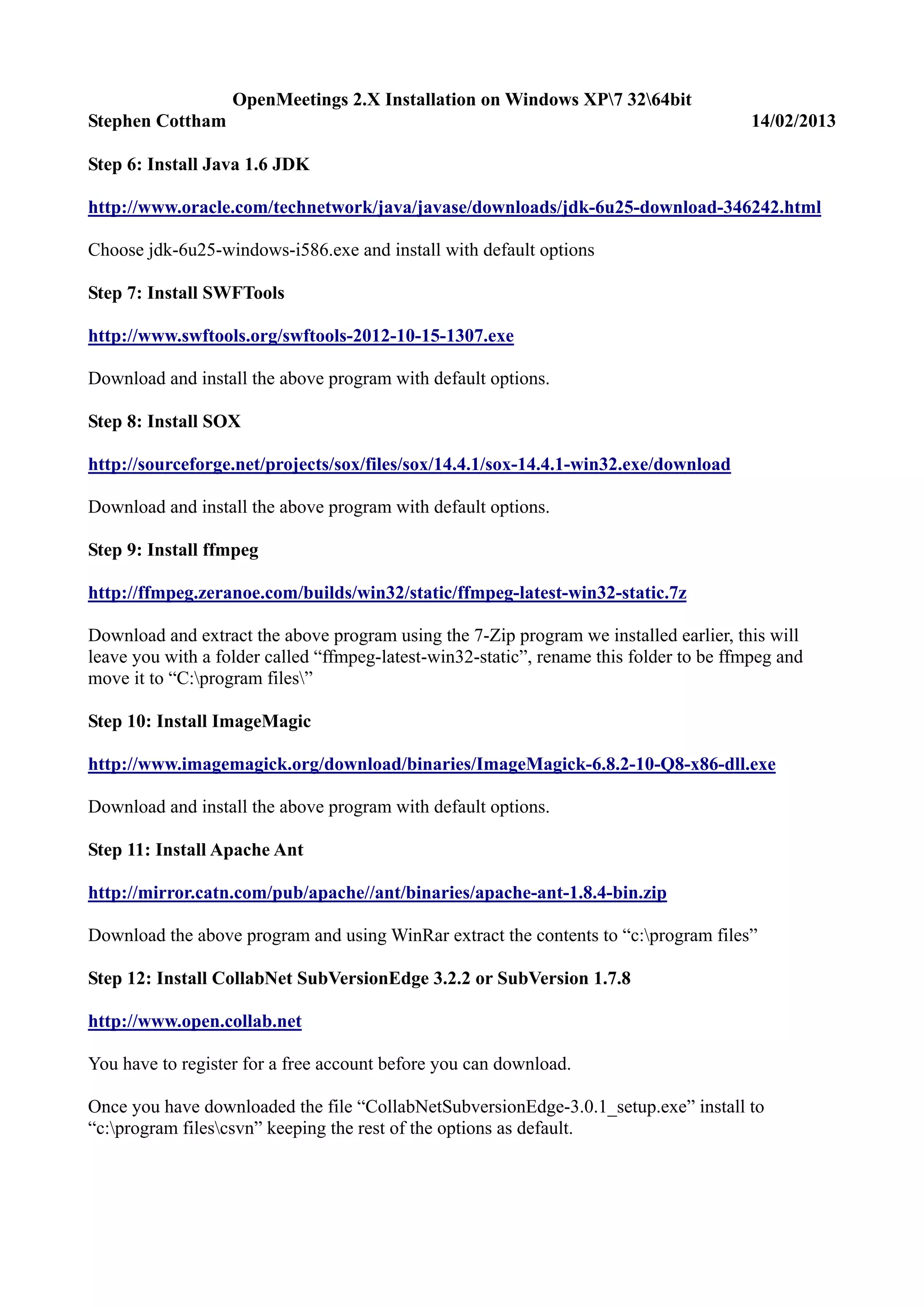 Installing om2.x on windows xp-7-2003 | PDF | Operating Systems | Computer Software and Applications