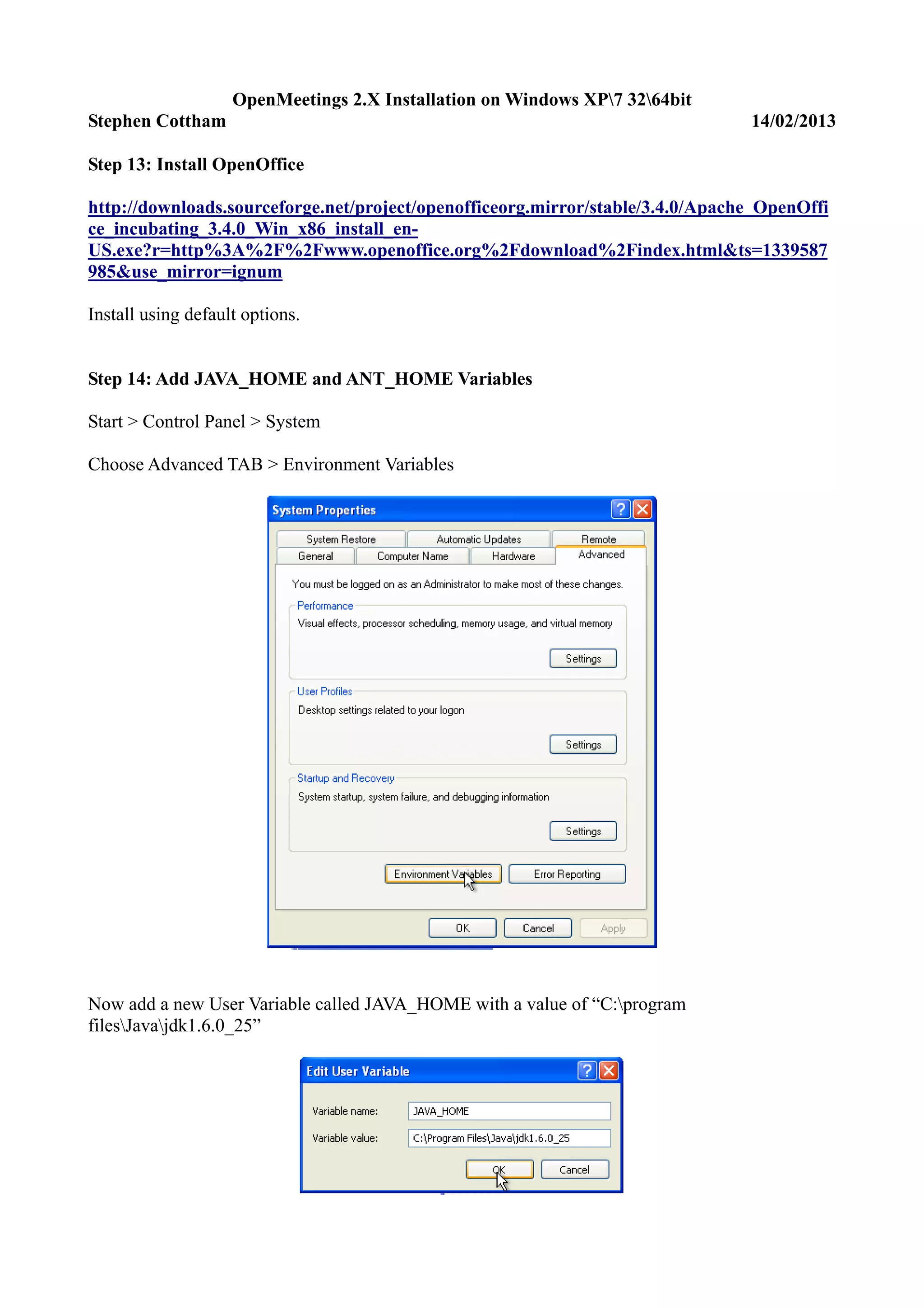 Installing om2.x on windows xp-7-2003 | PDF | Operating Systems | Computer Software and Applications