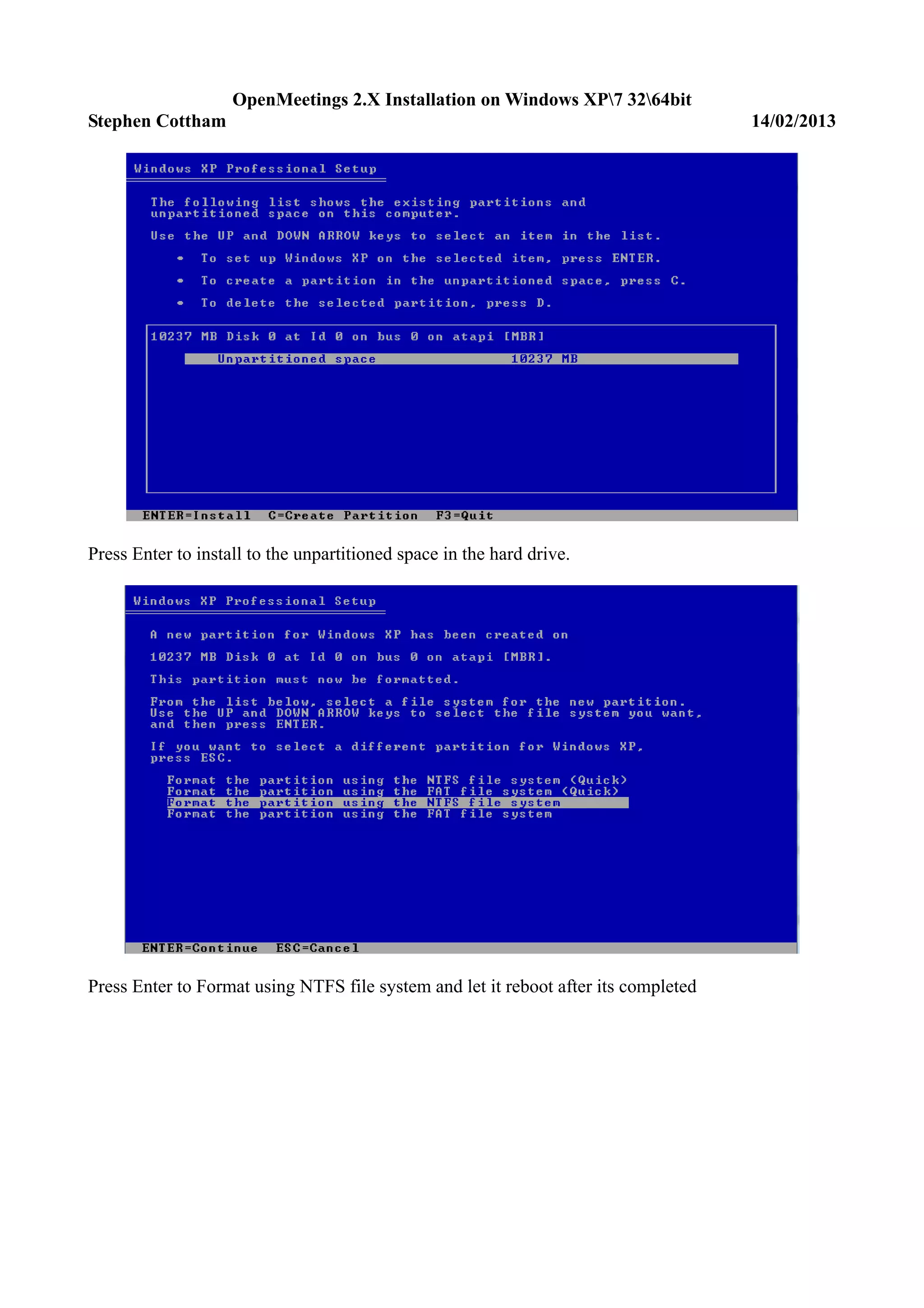 Installing om2.x on windows xp-7-2003 | PDF | Operating Systems | Computer Software and Applications