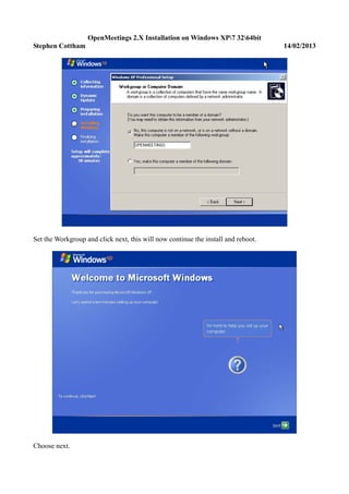 Installing om2.x on windows xp-7-2003 | PDF | Operating Systems | Computer Software and Applications
