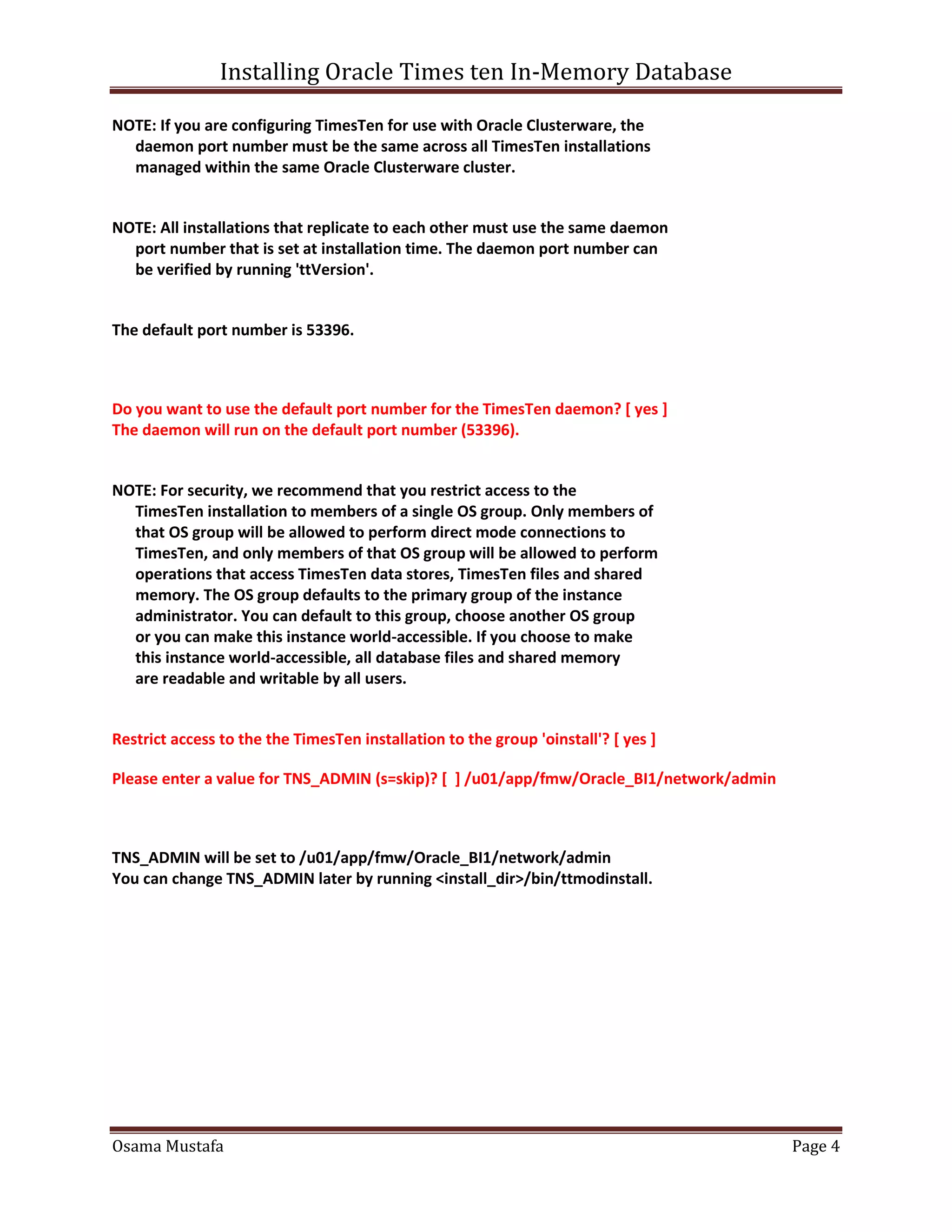 Installing oracle timesten database On Linux | PDF