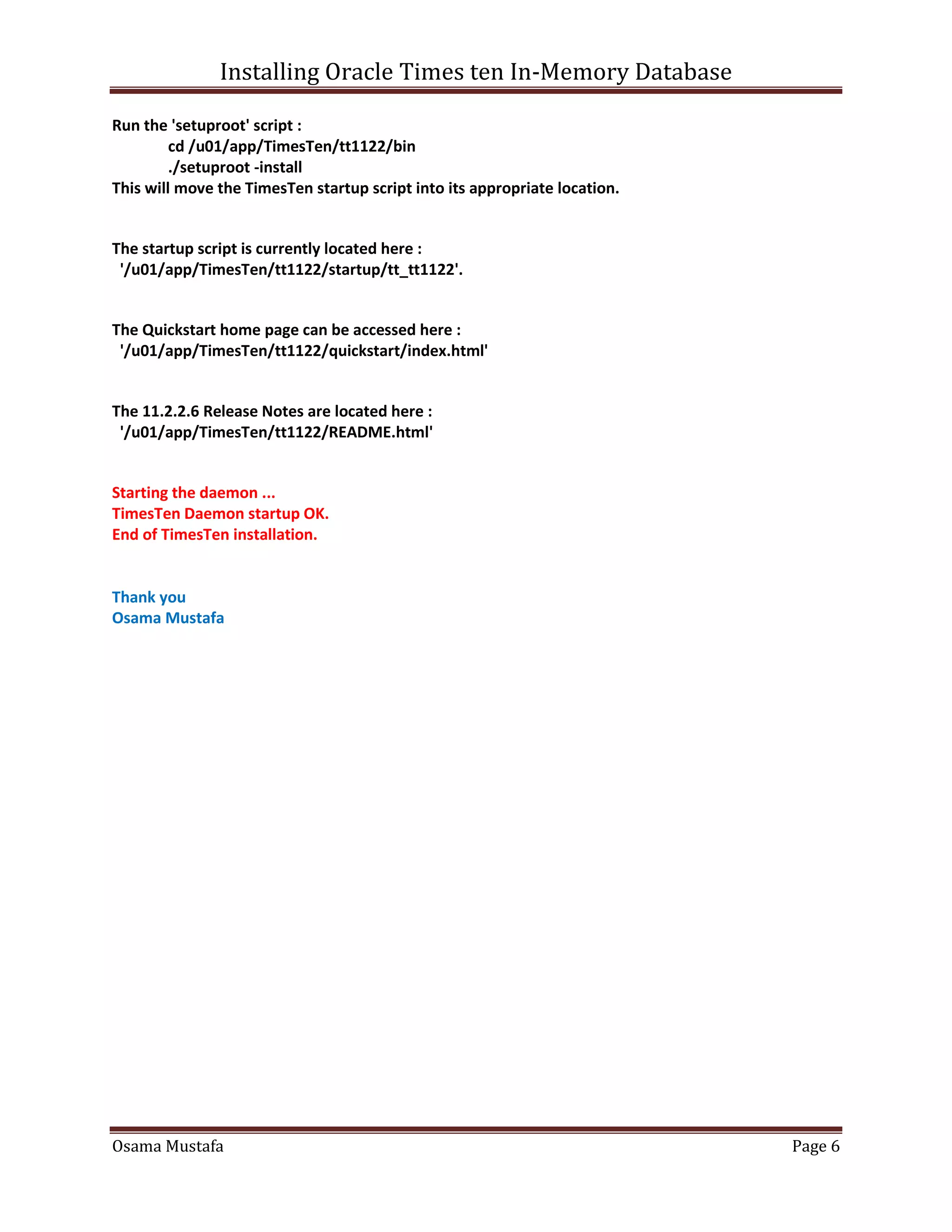 Installing oracle timesten database On Linux | PDF