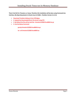 Installing oracle timesten database On Linux | PDF