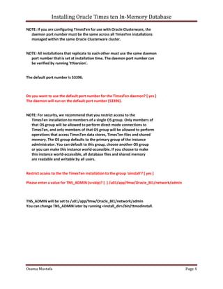 Installing oracle timesten database On Linux | PDF