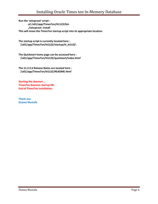 Installing oracle timesten database On Linux | PDF