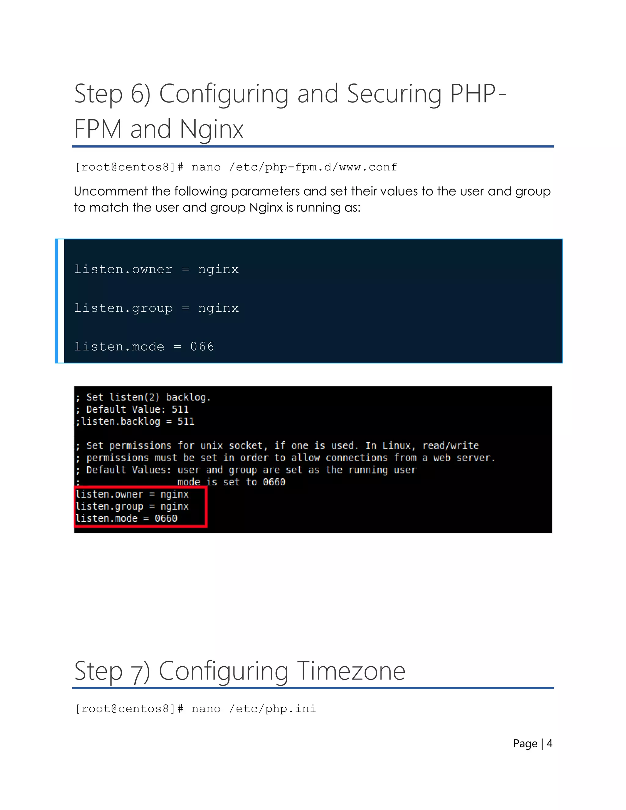 Installing php 7.4 Nginx Laravel 7.x on Centos 8 | PDF | Web Design and HTML | Internet