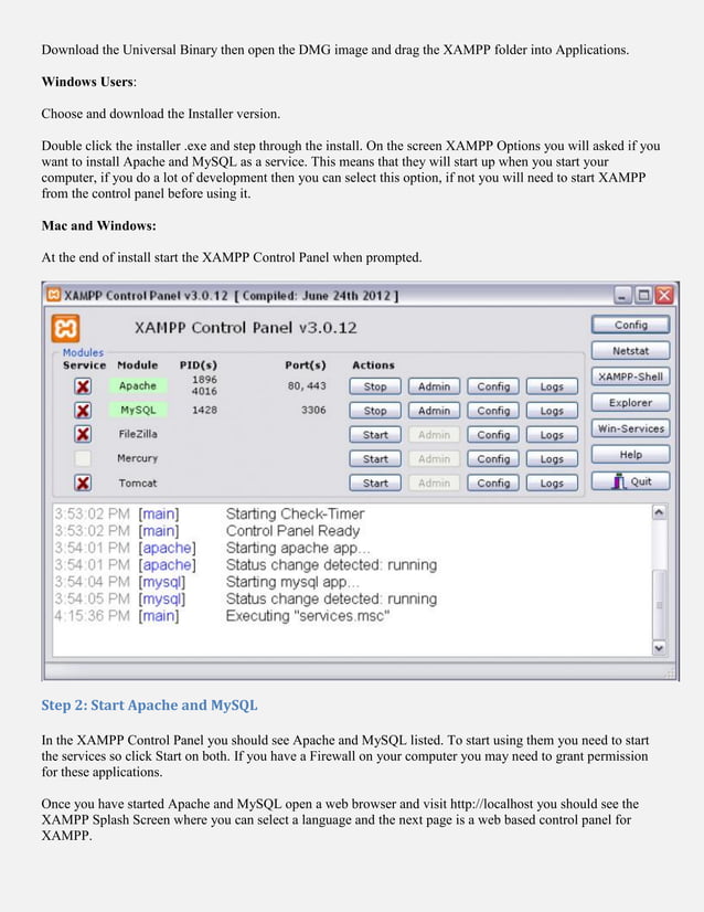 Installing php and my sql locally using xampp | PDF Installing php and my sql locally using xampp | PDF