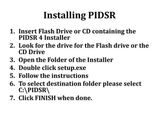 Installing pidsr | PPTX